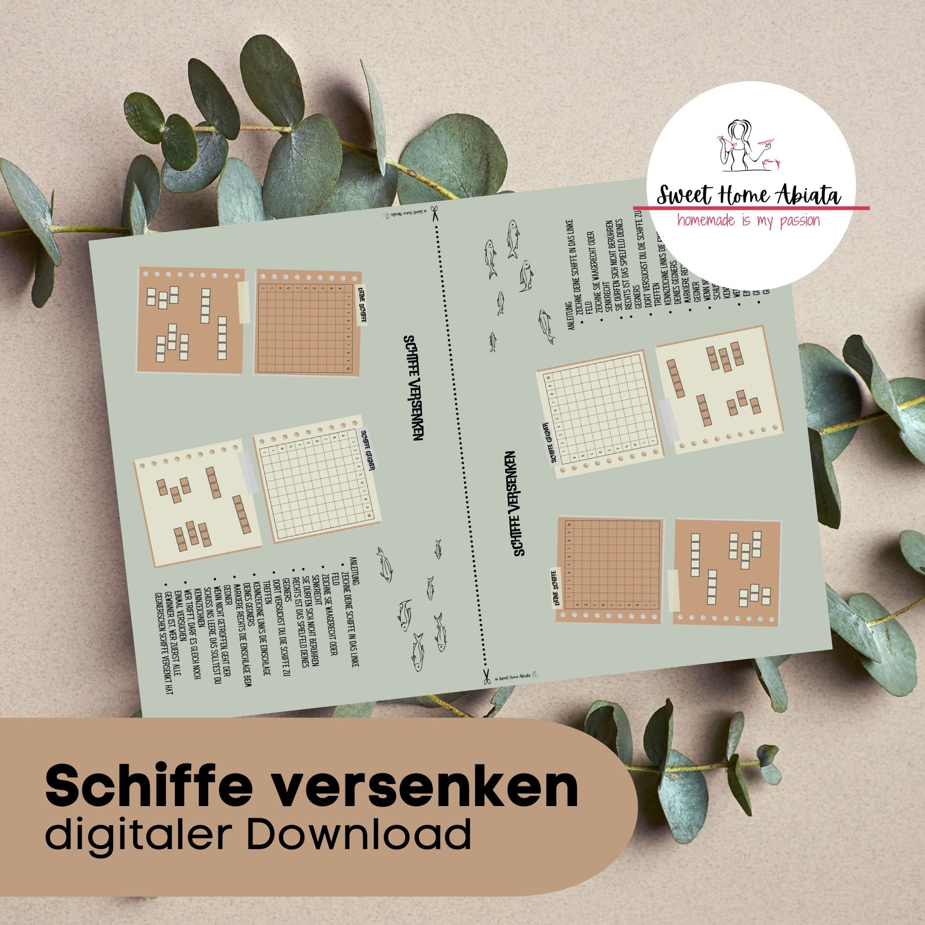 "Schiffe versenken" - digitale Vorlage – Sweet Home Abiata